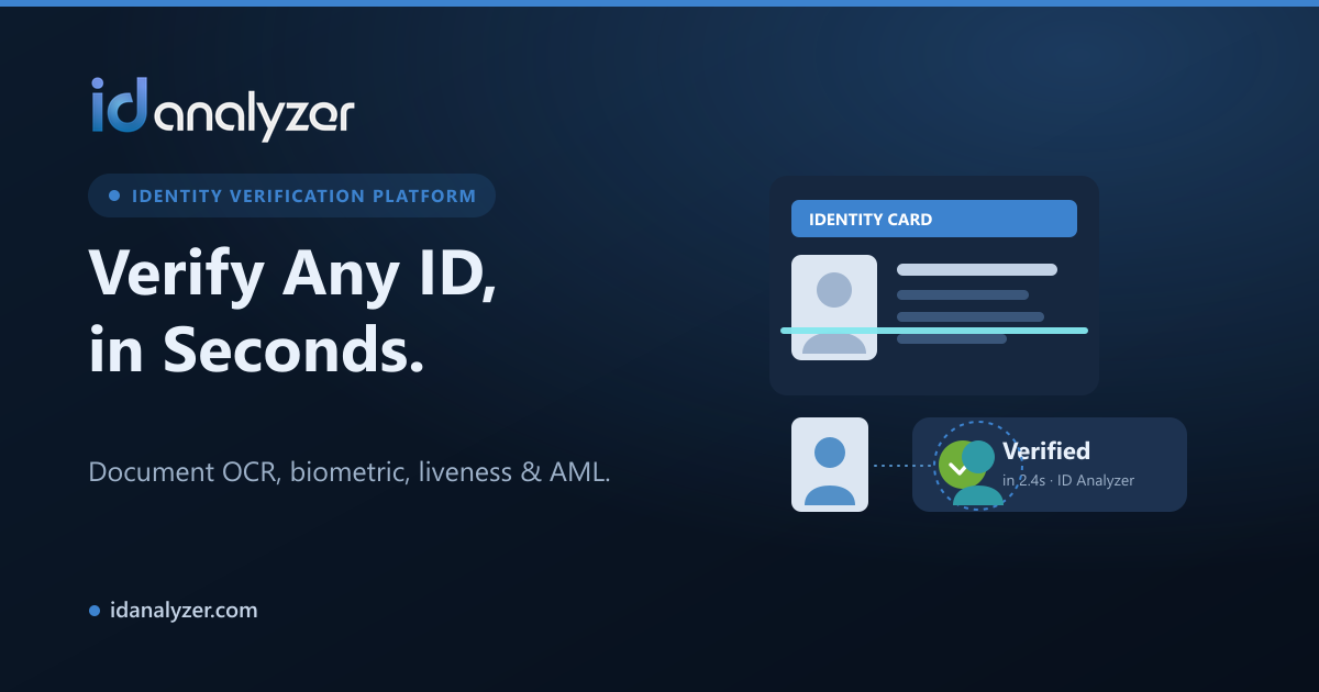 حلول التحقق من الهوية - KYC آلي والتحقق من الوثائق | ID Analyzer
